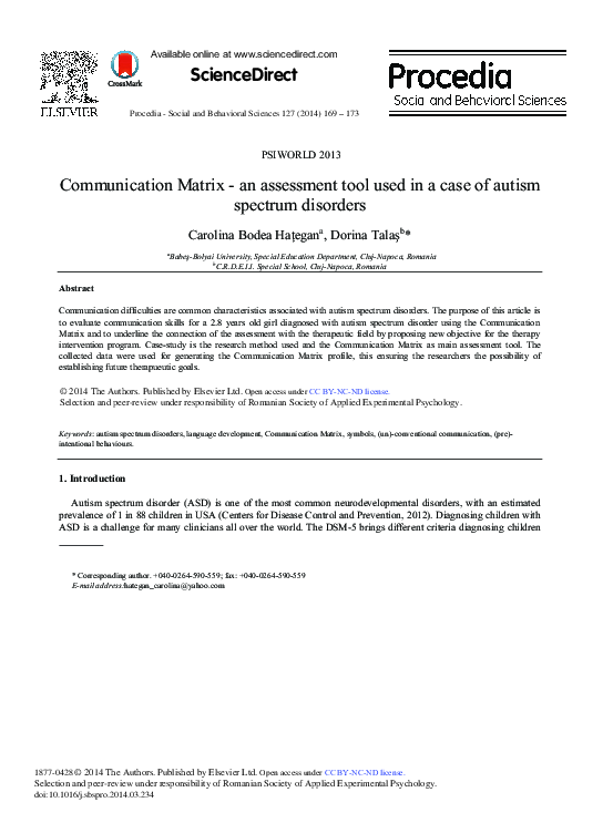 (PDF) Communication Matrix – An Assessment Tool Used in a Case of ...