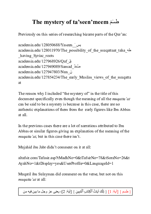 (PDF) The mystery of ta'seen'meem طسٓمٓ