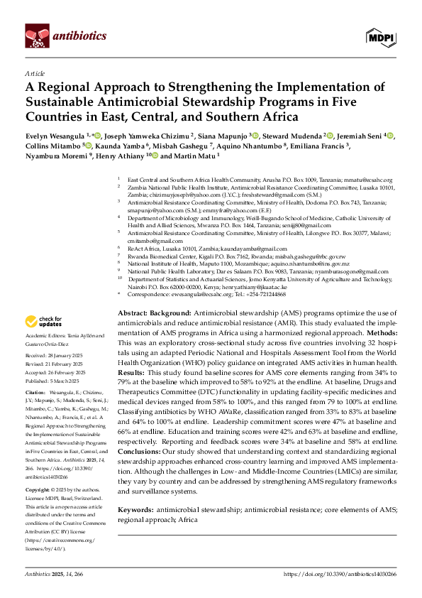 (PDF) A Regional Approach to Strengthening the Implementation of Sustainable Antimicrobial ...