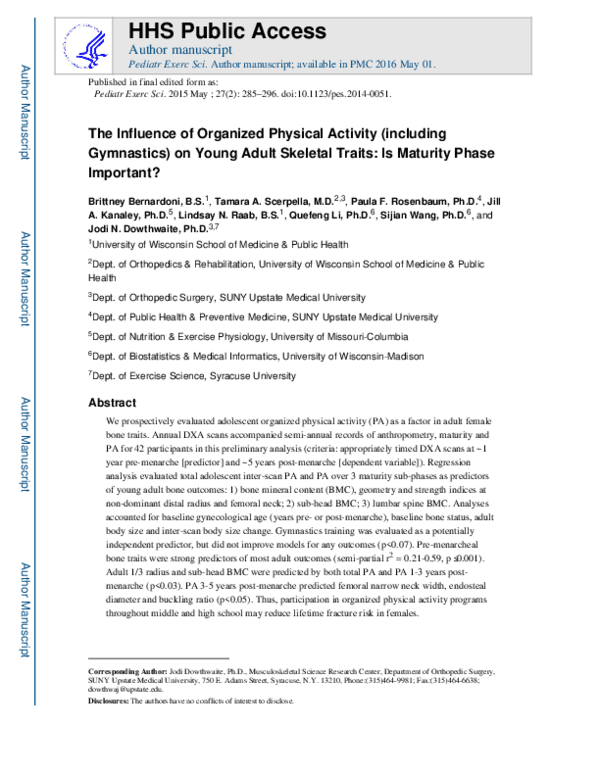 (PDF) The Influence of Organized Physical Activity (Including ...