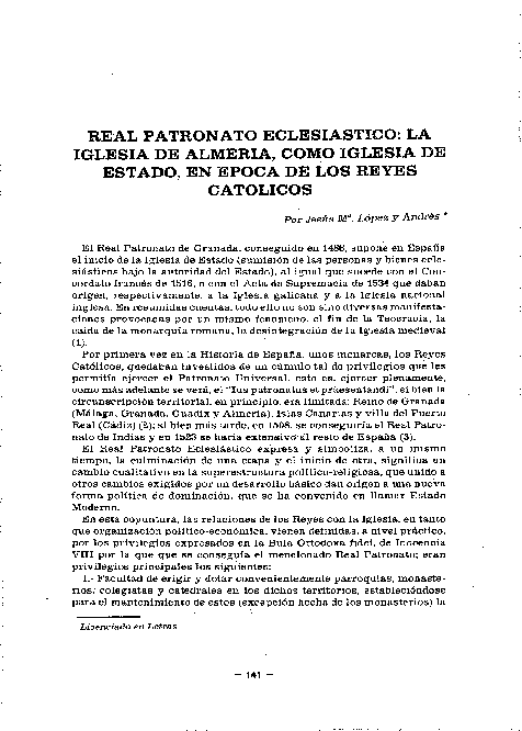 (PDF) Real patronato eclesiástico: La Iglesia de Almería, como Iglesia ...