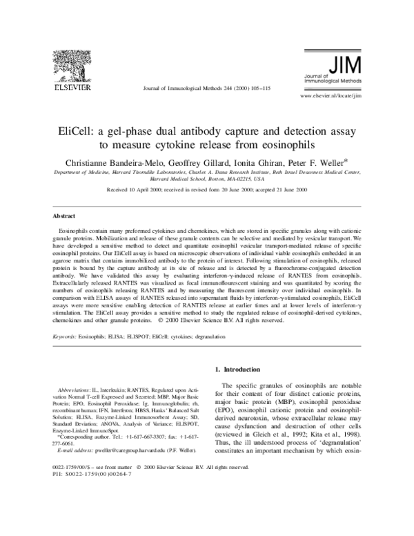(PDF) EliCell: a gel-phase dual antibody capture and detection assay to ...