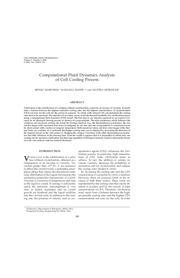 (PDF) Computational Fluid Dynamics Analysis of Cell Cooling Process