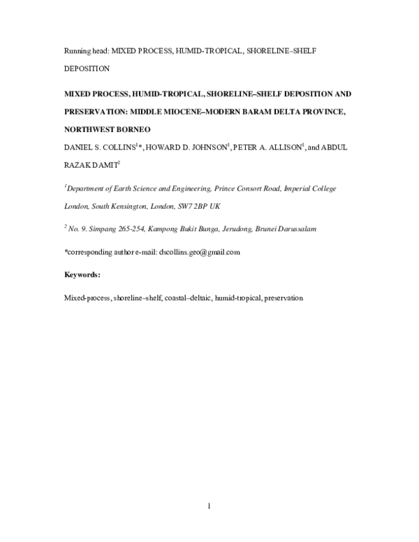 (PDF) Mixed Process, Humid-tropical, Shoreline–shelf Deposition and ...