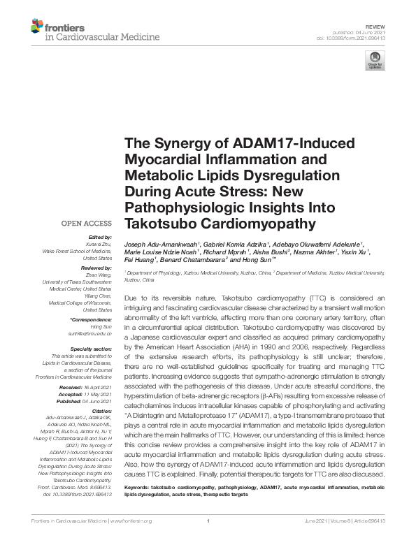 (PDF) The Synergy of ADAM17-Induced Myocardial Inflammation and ...