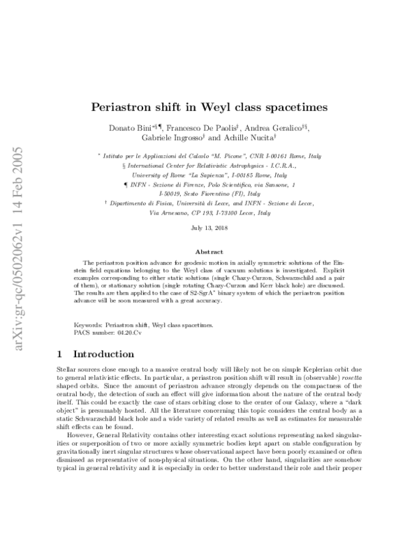 Periastron shift in Weyl class spacetimes