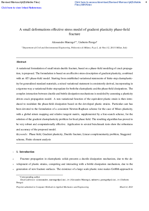 (PDF) A small deformations effective stress model of gradient plasticity phase-field fracture