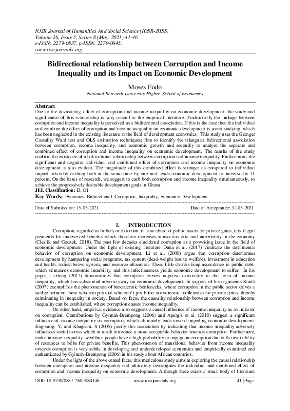 (PDF) Bidirectional relationship between Corruption and Income ...