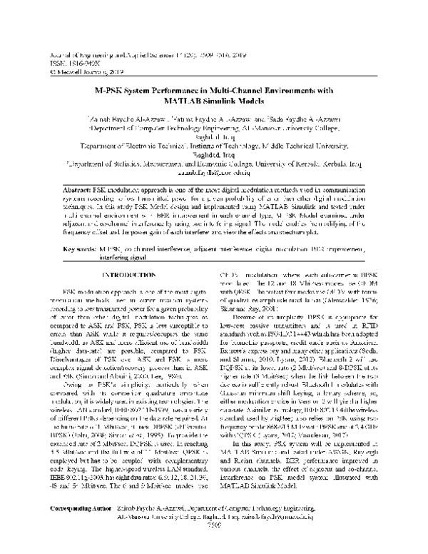 (PDF) M-PSK System Performance in Multi-Channel Environments with ...