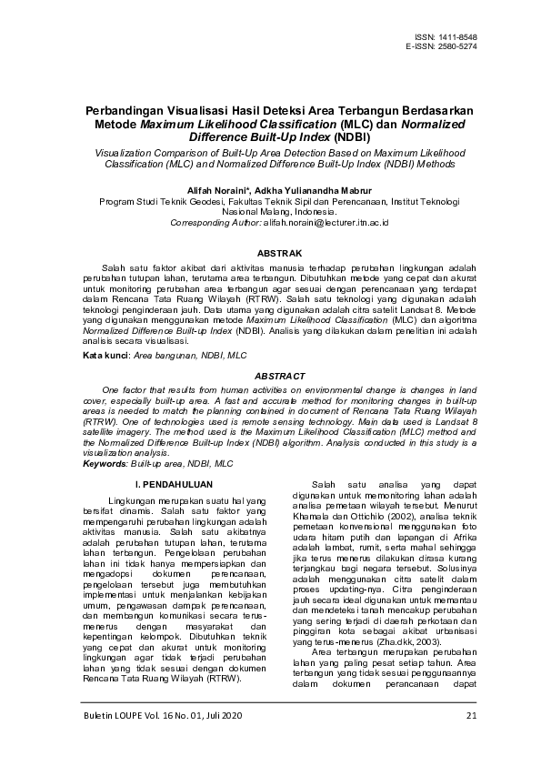 (PDF) Perbandingan Visualisasi Hasil Deteksi Area Terbangun Berdasarkan Metode Maximum ...