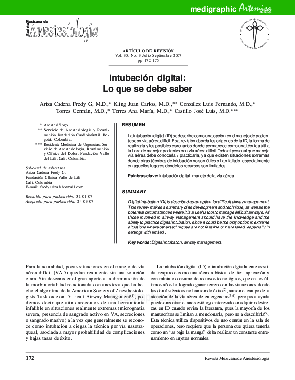 (PDF) Intubación digital: Lo que se debe saber