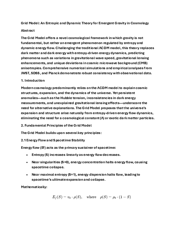 (PDF) Grid Model: An Entropic and Dynamic Theory for Emergent Gravity ...