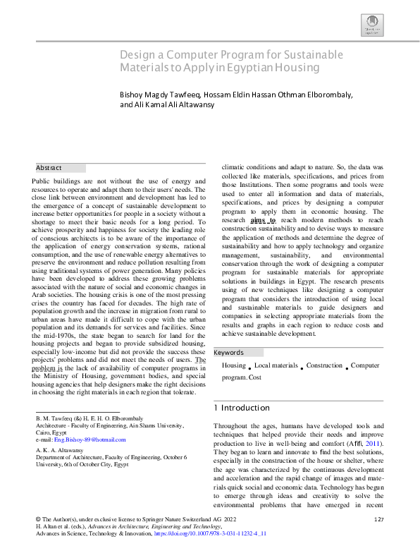 (PDF) Design a Computer Program for Sustainable Materials to Apply in ...