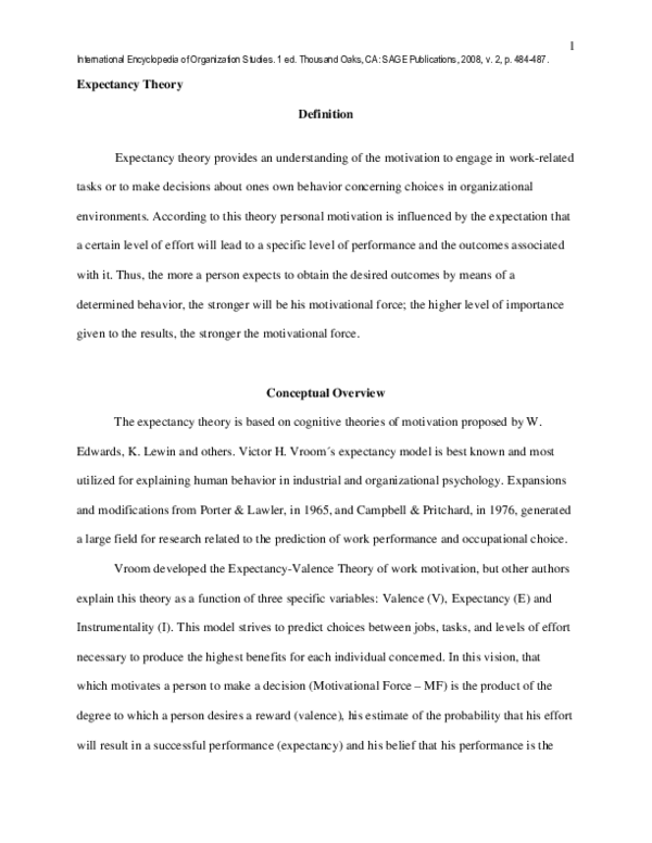 (PDF) Expectancy Theory