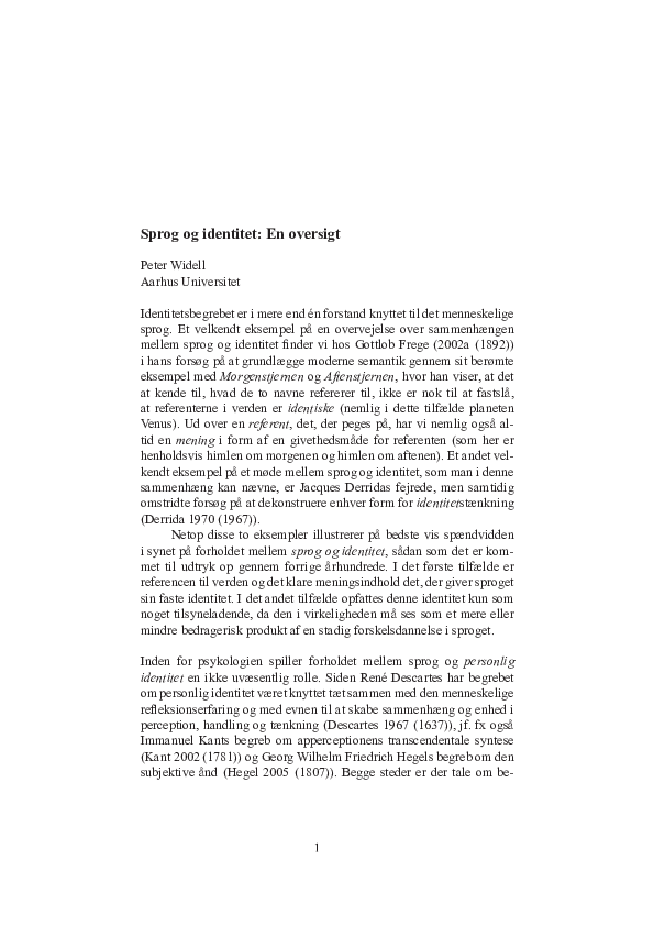 (PDF) Sprog og identitet: En oversigt