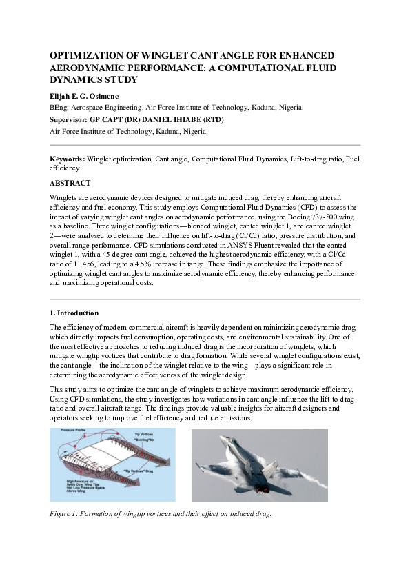 (PDF) OPTIMIZATION OF WINGLET CANT ANGLE FOR ENHANCED AERODYNAMIC PERFORMANCE: A COMPUTATIONAL ...