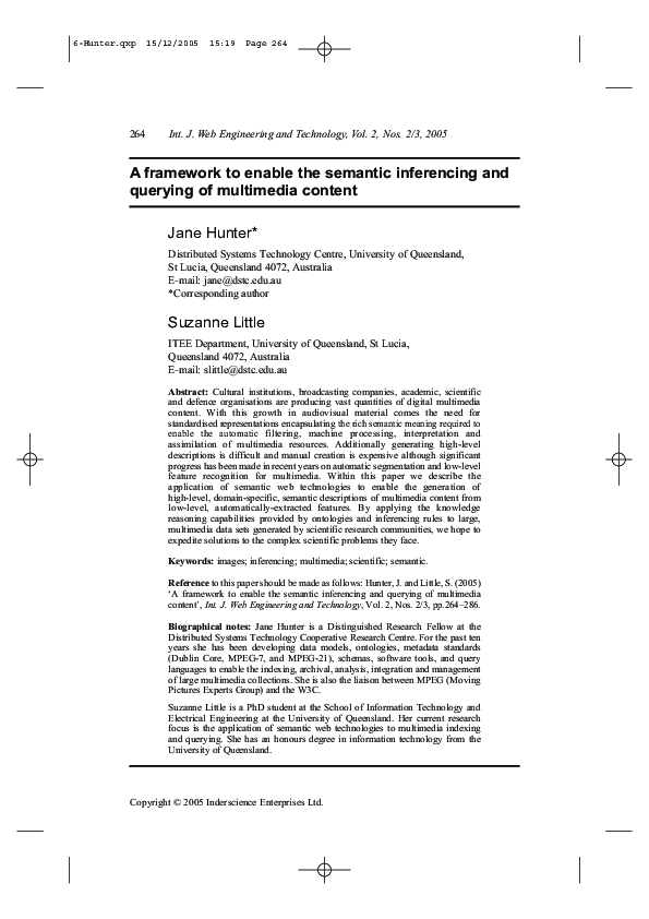 (PDF) A framework to enable the semantic inferencing and querying of multimedia content