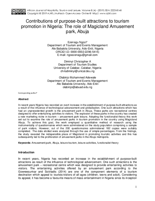 (PDF) Contributions of purpose-built attractions to tourism promotion ...