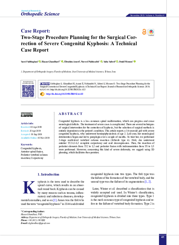 Two-Stage Procedure Planning for the Surgical Correction of Severe ...