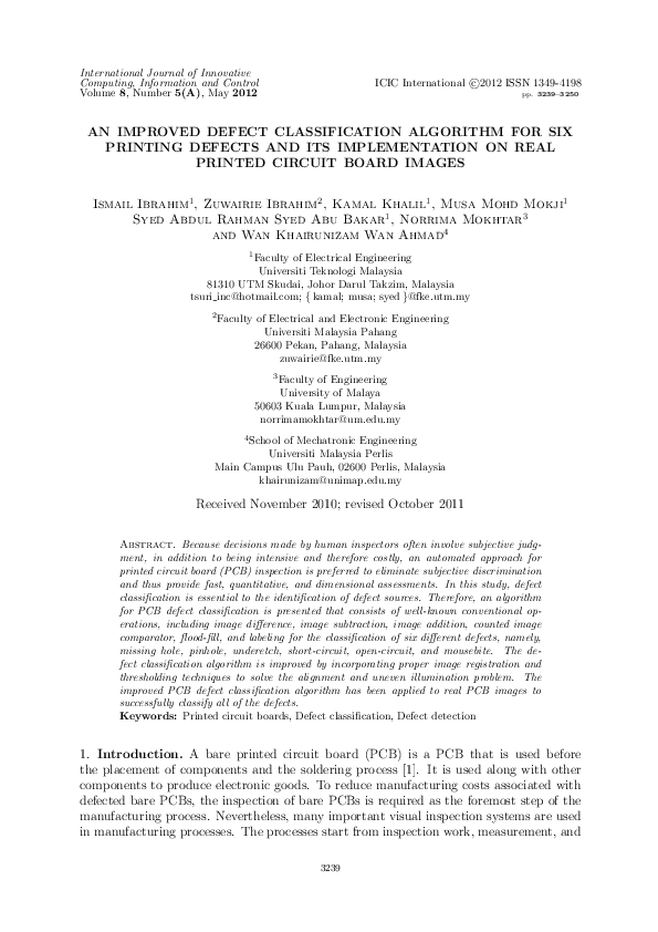 Pdf An Improved Defect Classification Algorithm For Six Printing