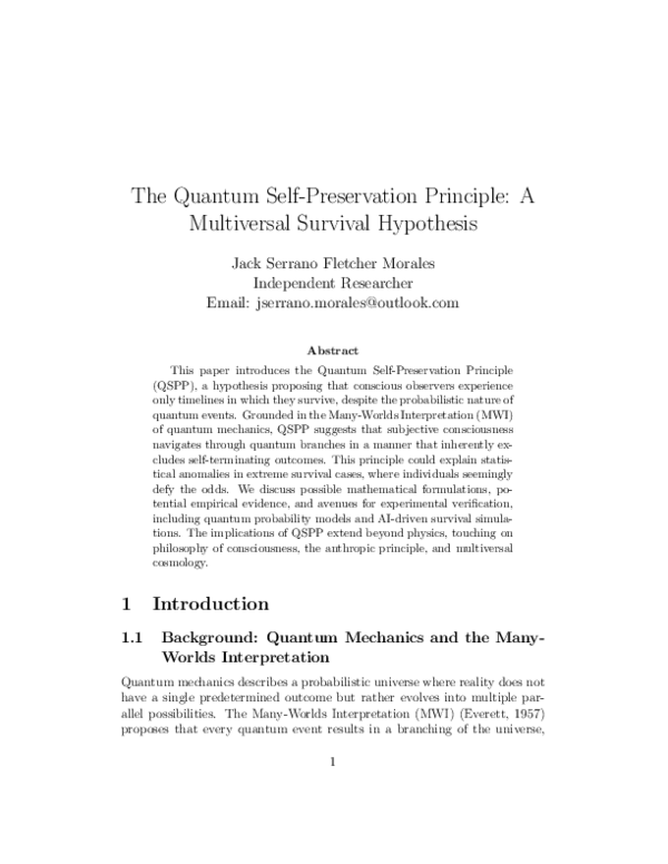 The Quantum Self-Preservation Principle: A Multiversal Survival Hypothesis