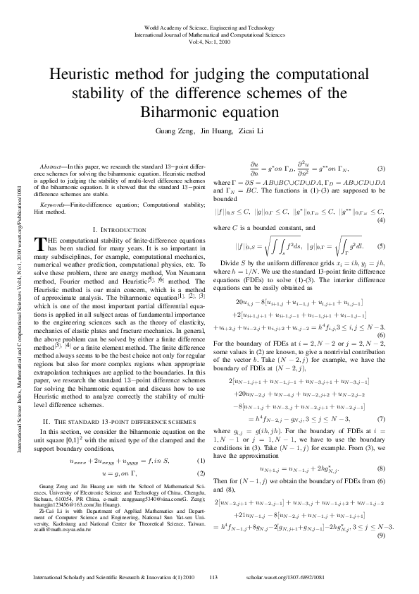 (PDF) Heuristic Method for Judging the Computational Stability of the ...