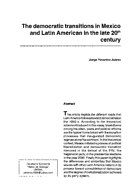 (PDF) The democratic transitions in México and Latín American in the ...