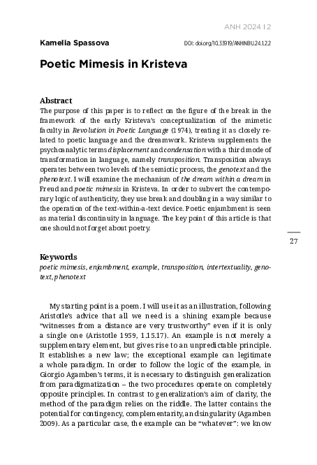 (PDF) Poetic Mimesis in Kristeva
