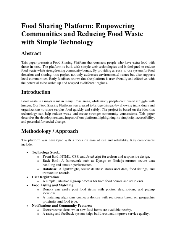 (PDF) Food Sharing Platform: Empowering Communities and Reducing Food ...