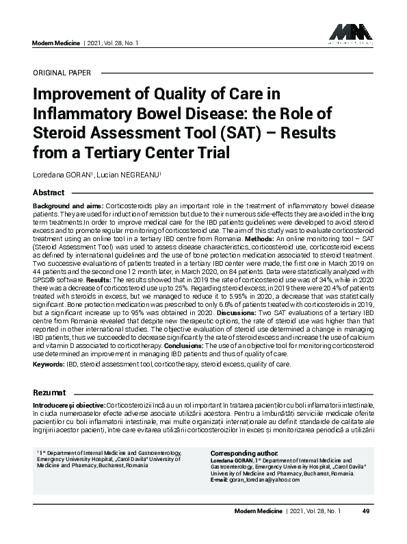 (PDF) Improvement of quality of care in inflammatory bowel disease: the ...