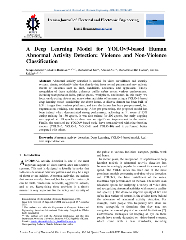 (PDF) A Deep Learning Model for YOLOv9-based Human Abnormal Activity ...