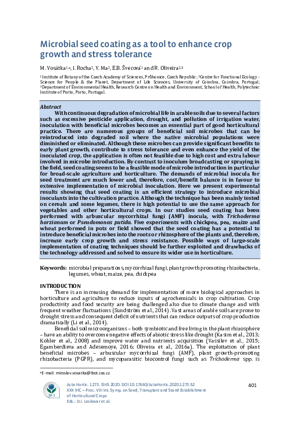 (PDF) Microbial seed coating as a tool to enhance crop growth and ...