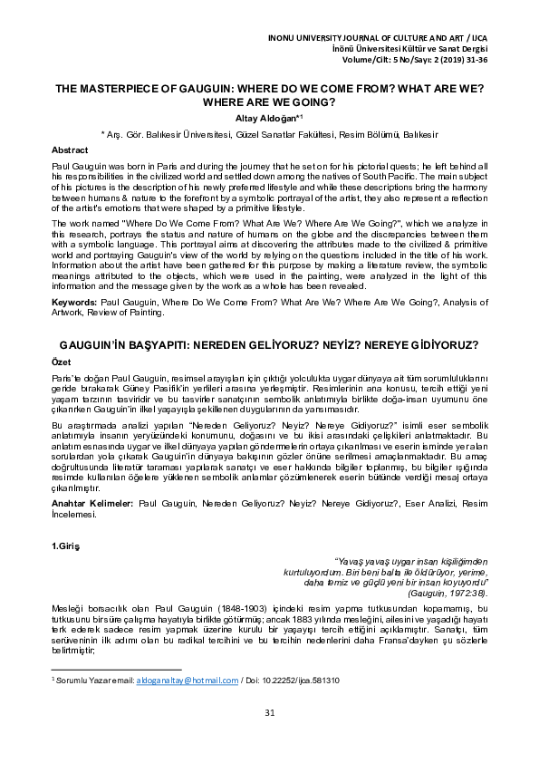 The Masterpiece of Gaugui̇n: Where Do We Come From? What Are We? Where ...