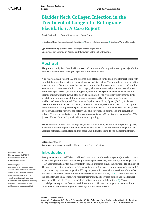 (PDF) Bladder Neck Collagen Injection in the Treatment of Congenital ...