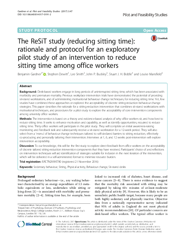 (PDF) The ReSiT study (reducing sitting time): rationale and protocol ...