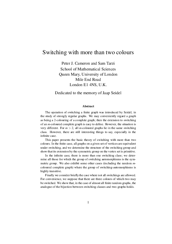(PDF) Switching with more than two colours