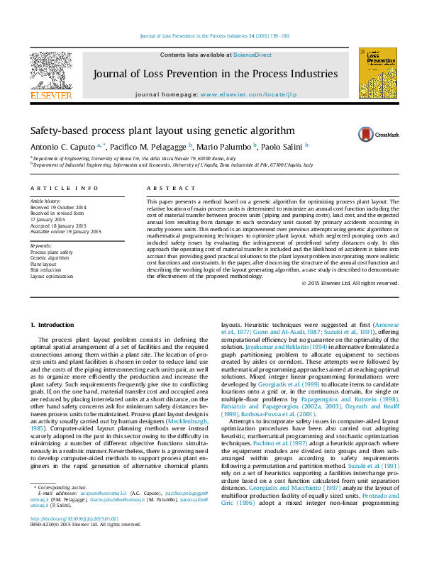 (PDF) Safety-based Process Plant Layout Using Genetic Algorithms