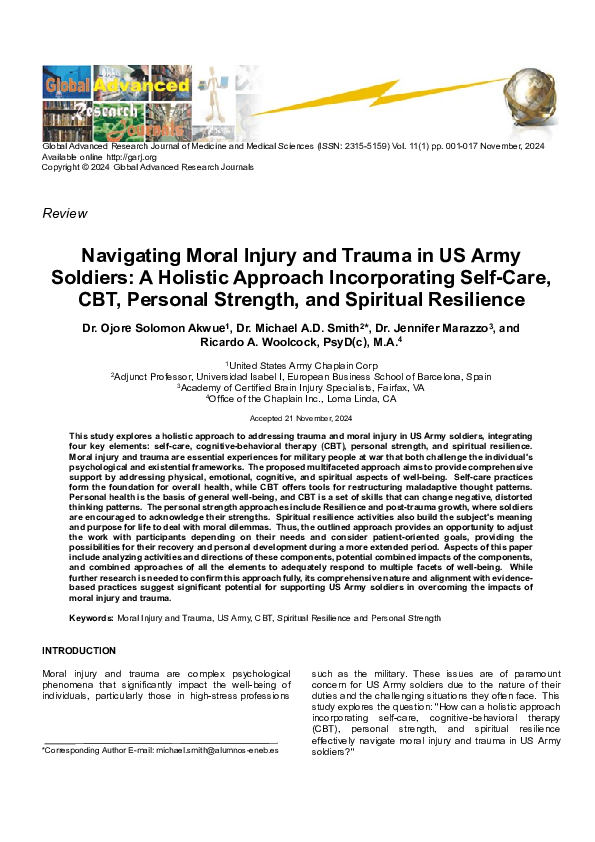 (PDF) Navigating Moral Injury and Trauma in US Army Soldiers: A ...
