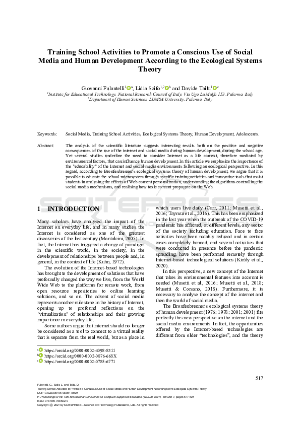 (PDF) Training School Activities to Promote a Conscious Use of Social ...