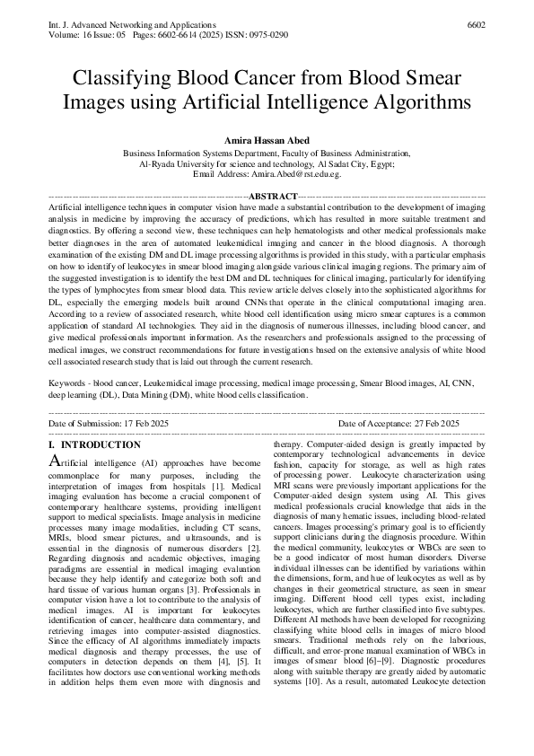 (PDF) Classifying Blood Cancer from Blood Smear Images using Artificial ...