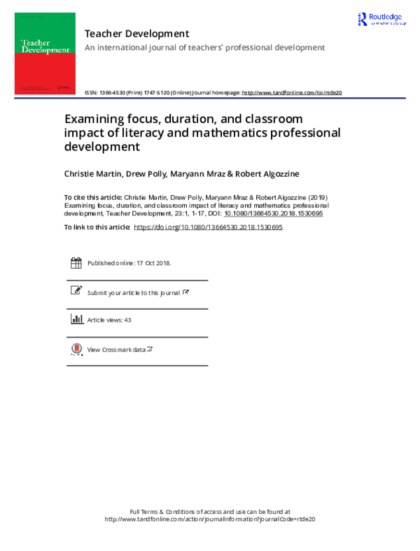 (PDF) Examining focus, duration, and classroom impact of literacy and ...