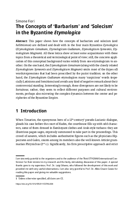 (PDF) The Concepts of 'Barbarism' and 'Solecism' in the Byzantine ...