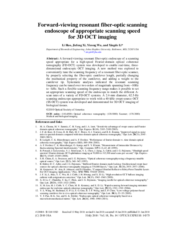 (PDF) Forward-viewing resonant fiber-optic scanning endoscope of ...