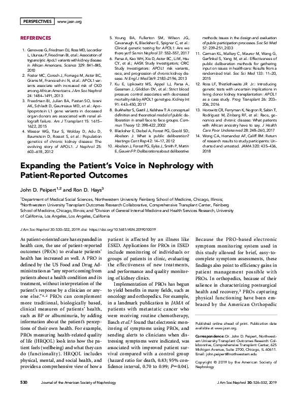 (PDF) Expanding the Patient’s Voice in Nephrology with Patient-Reported ...