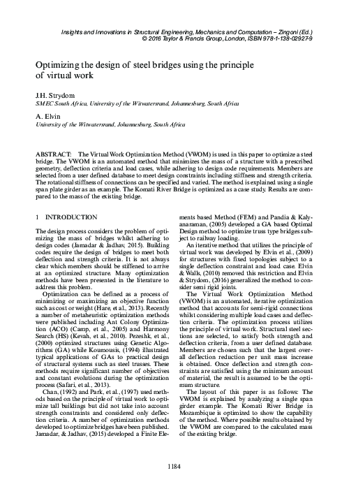 (PDF) Optimizing the design of steel bridges using the principle of ...