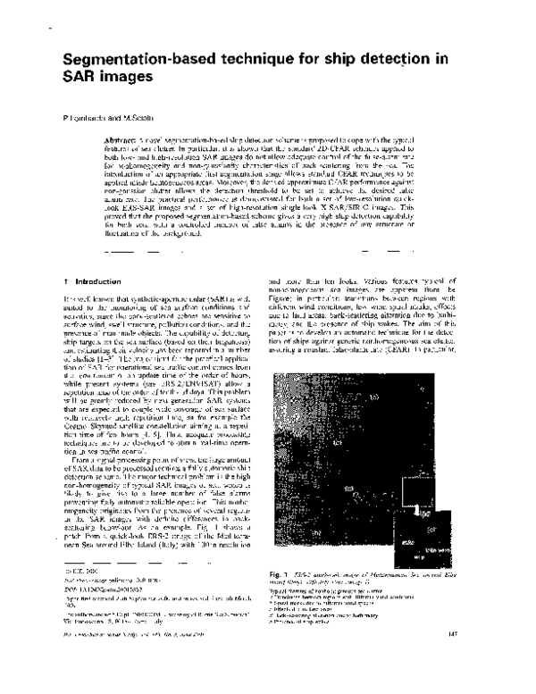 Segmentation-based technique for ship detection in SAR images