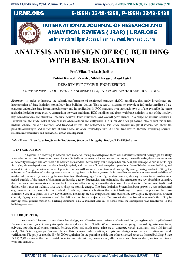 (PDF) ANALYSIS AND DESIGN OF RCC BUILDING WITH BASE ISOLATION