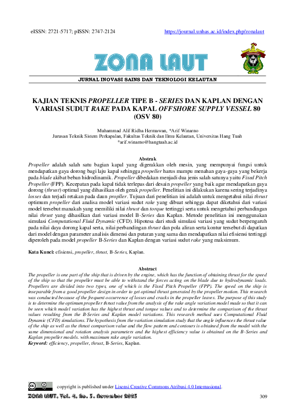 (PDF) Kajian Teknis Propeller Tipe B - Series Dan Kaplan Dengan Variasi ...