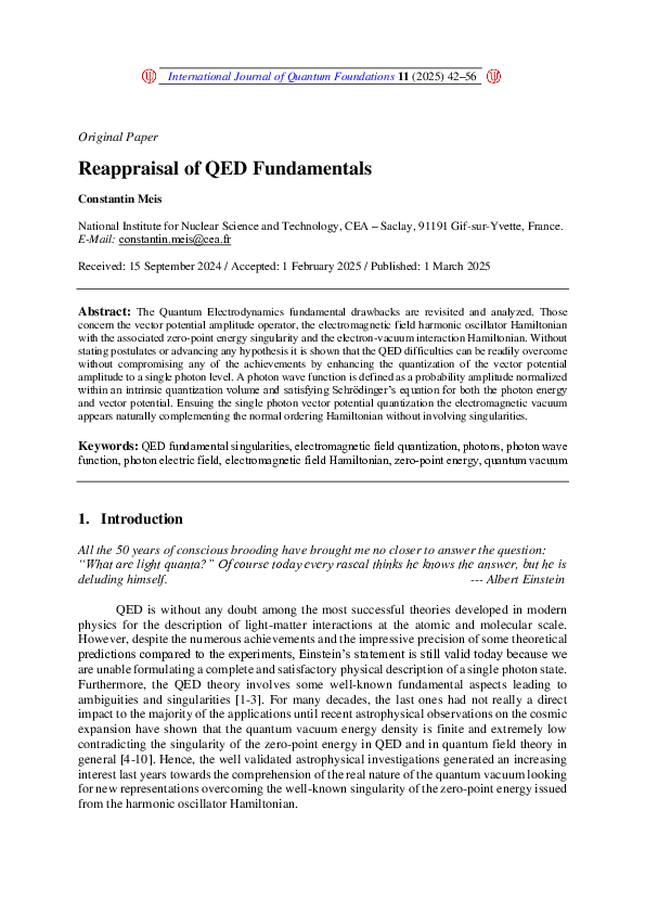 Pdf Reappraisal Of Qed Fundamentals