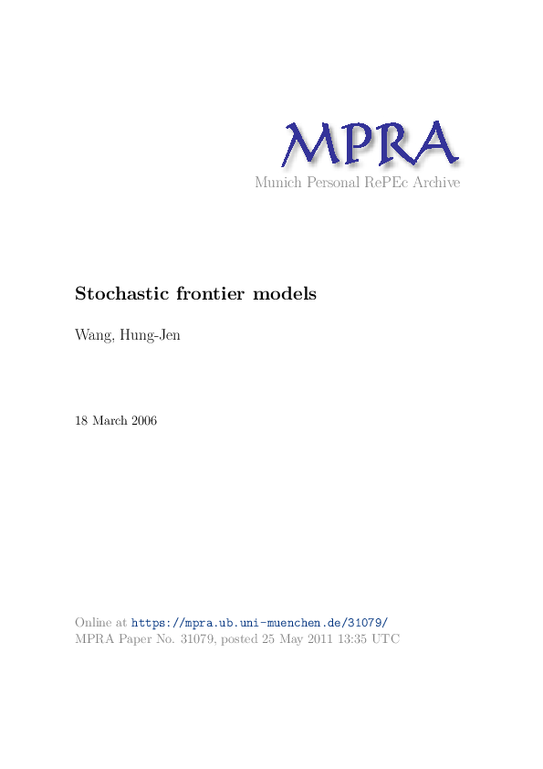 (PDF) Stochastic Frontier Models